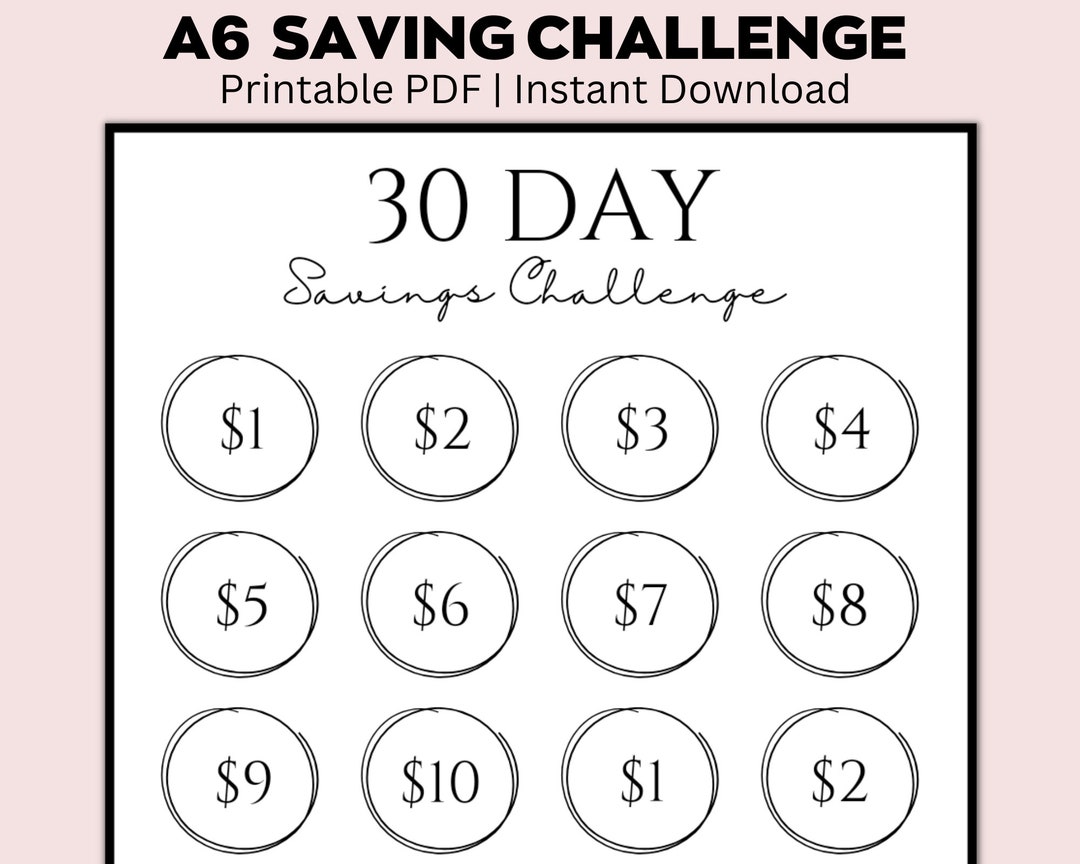 30 Day Savings Challenge Mini Savings Challenge Save - Etsy