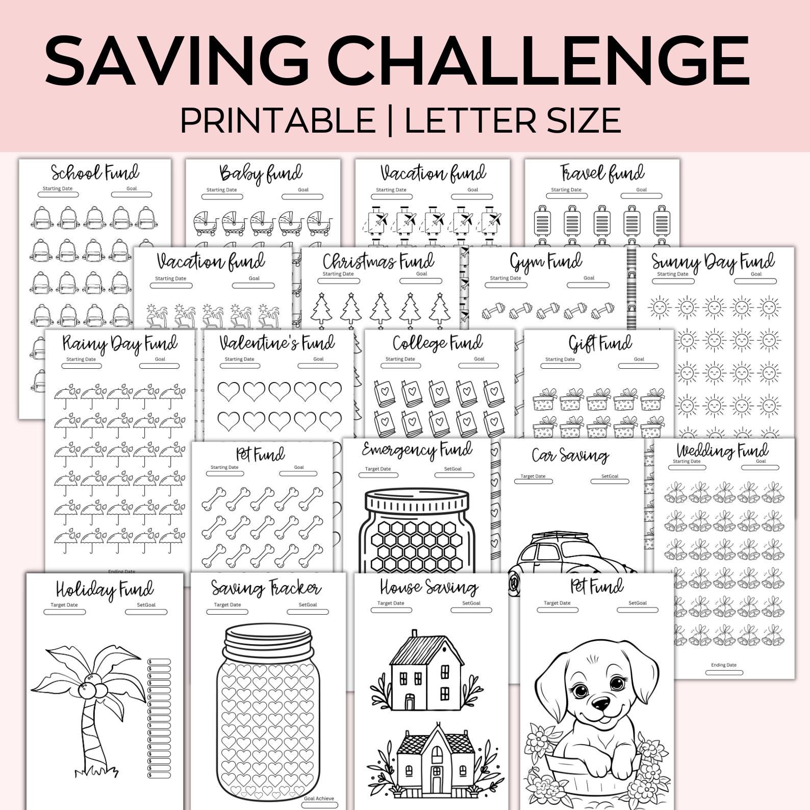 A6 Savings Challenge Printable, Animal Saving Tracker Bundle, Saving ...