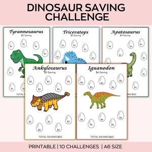 Money Savings Challenges, Mini Dinosaur Savings Challenge, Kids Savings ...
