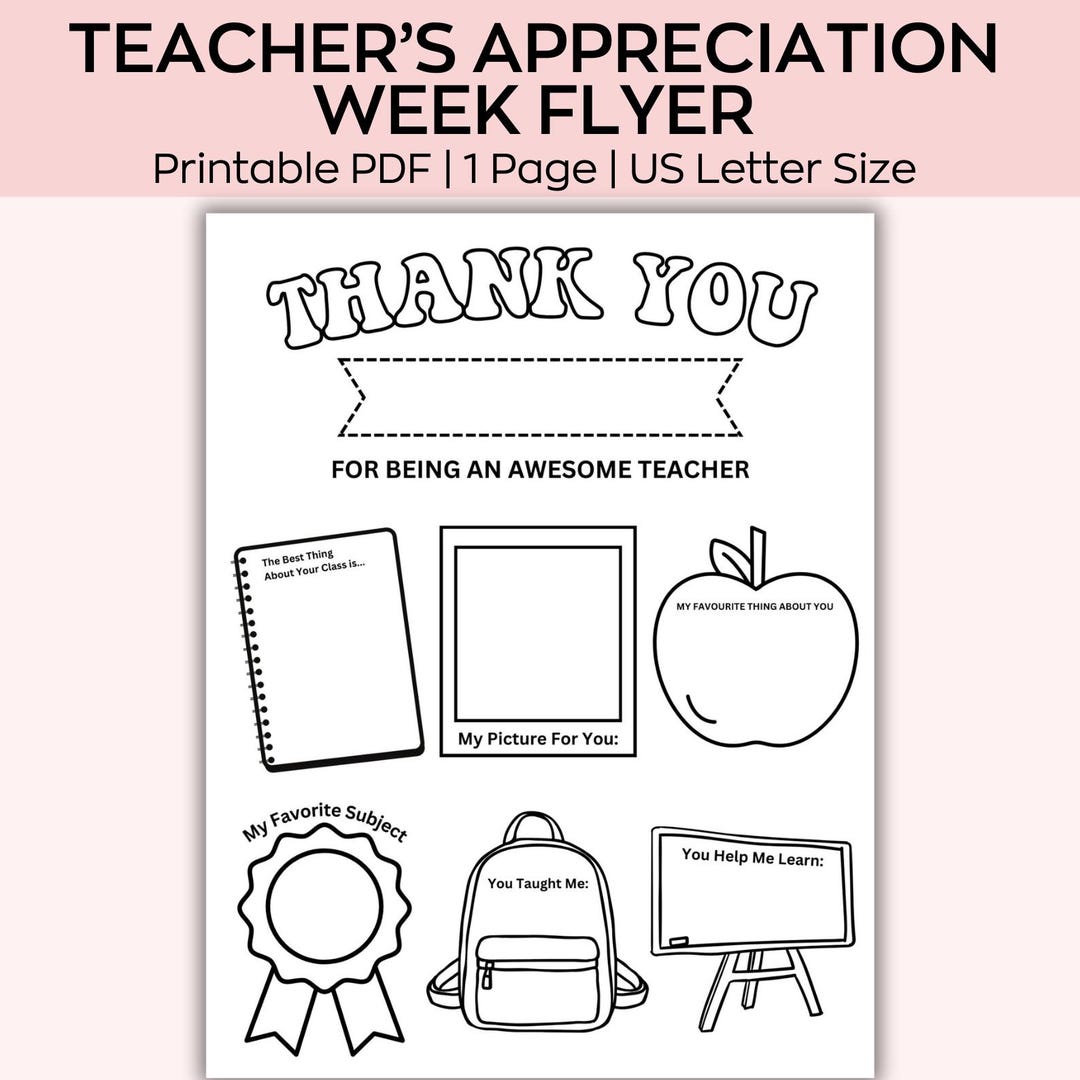 Teacher Appreciation Printable, Week Gift Thank You Teacher, Coloring ...