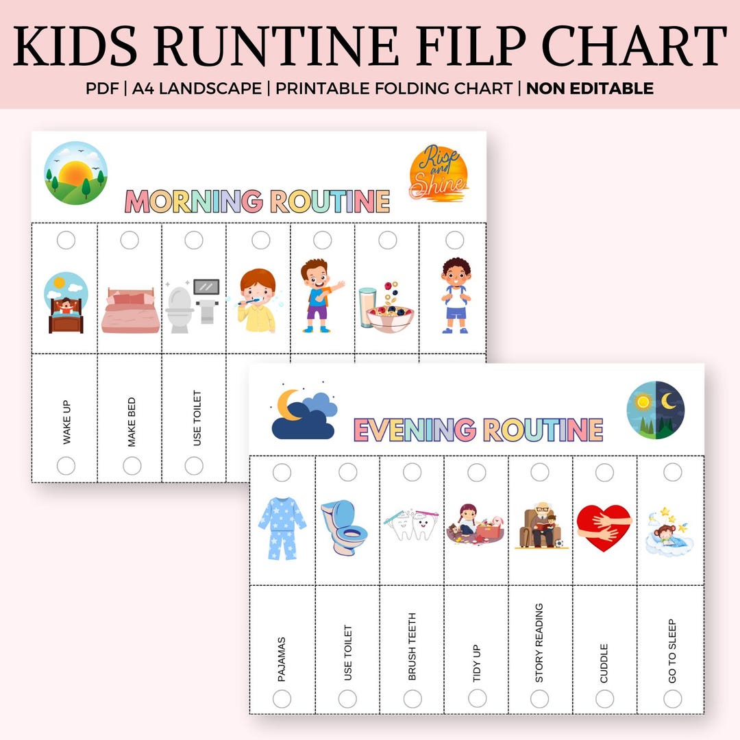 Morning Routine Chart Printable, Flip Chart, Morning Routine Flip Chart ...