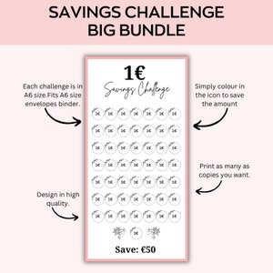 A6 Euro Savings Challenge Printable, Save 50 Cent ,low Income Savings ...