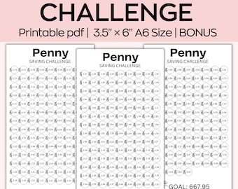 1p Saving Challenge, One Penny Saving Challenge Printable, A4, A5, Money Saving Challenge ...