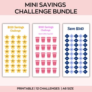 12 Mini Savings Challenge Bundle, A6 Savings Tracker Printable, Money ...