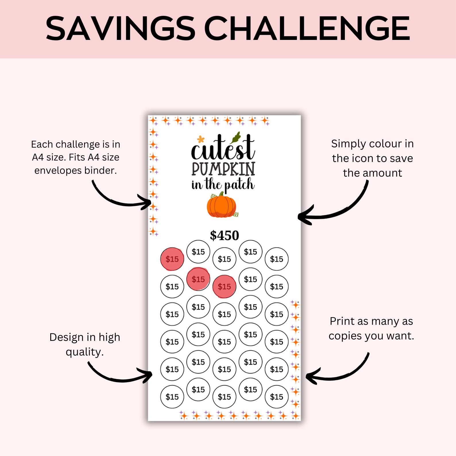A6 Spooky Savings Challenge Printable Bundle, Mini Halloween Saving ...
