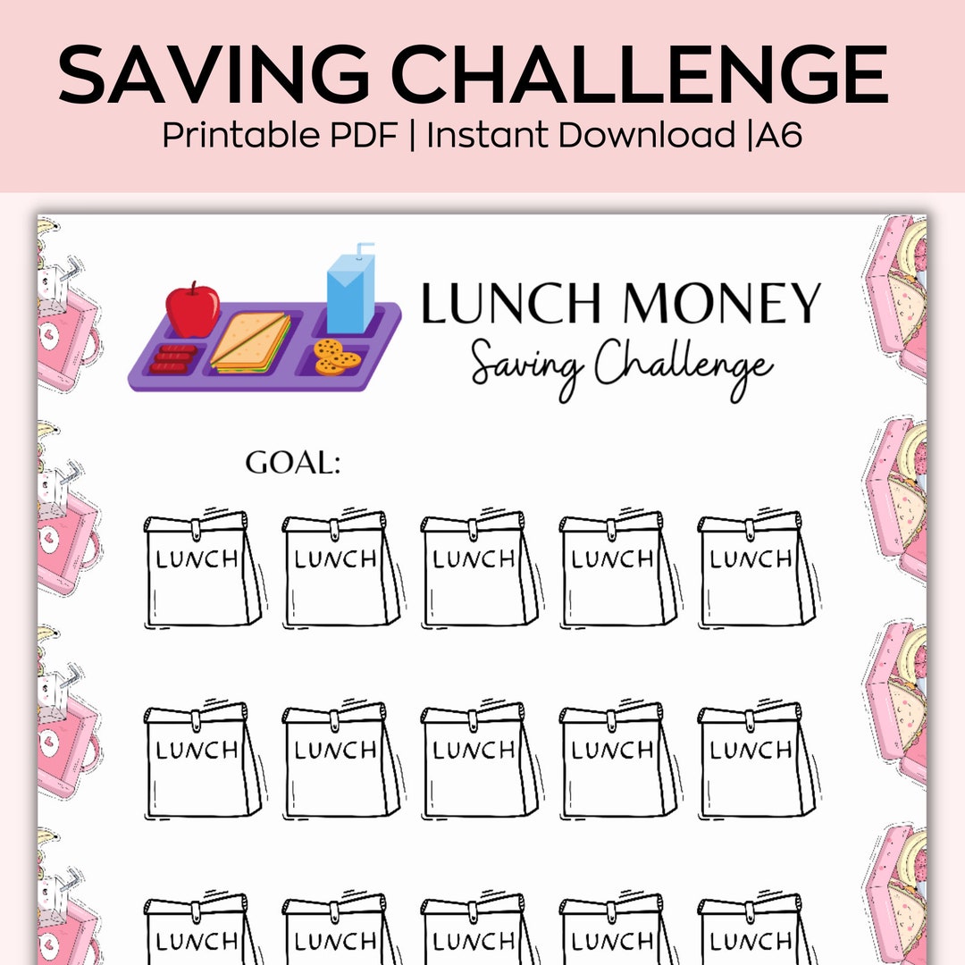 A6 Savings Challenge Printable,school Lunch Savings Challenge, Finance ...