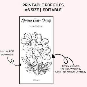 A6 Spring Cha Ching Savings Challenge, Mini Savings Challenge, Save 100 ...