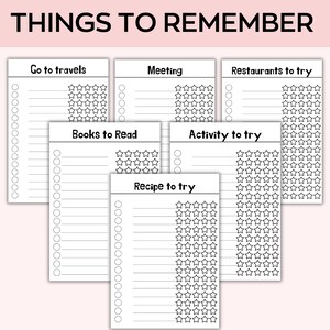 Things to Remember Bundle, A5 Printable Journal Page, Books to Read ...