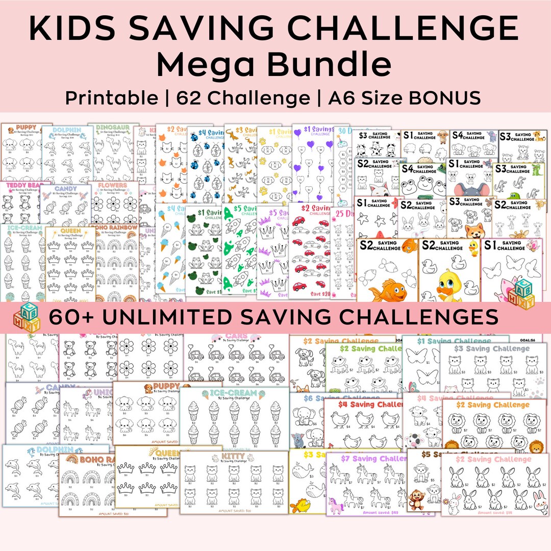 Ultimate Kids Savings Challenge Bundle, Mega A6 Kids Savings Challenge ...