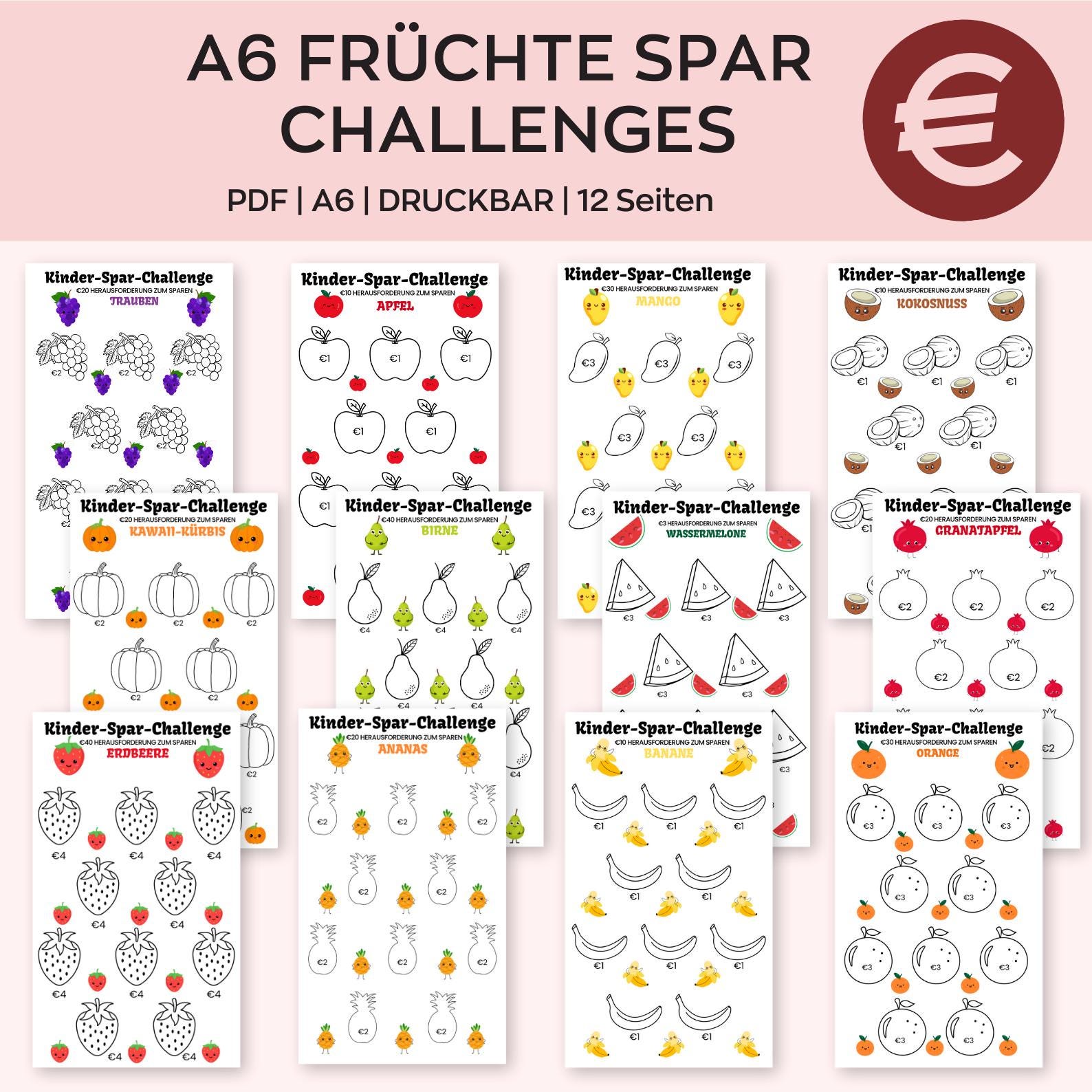 Kinder Spar Challenge Zum Ausdrucken, Obst Mix Spar Challenge, Mini ...