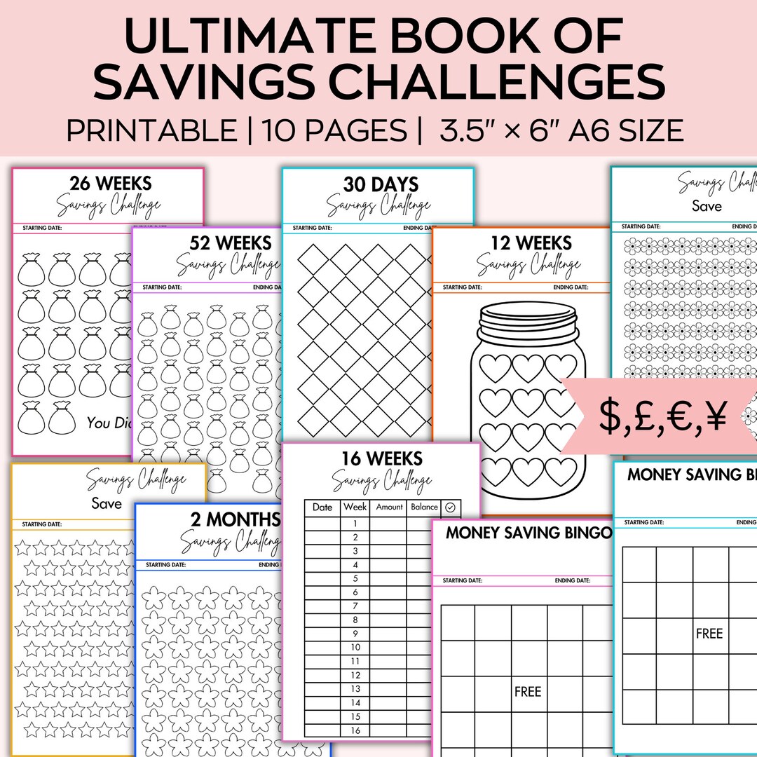 Ultimate Savings Challenges Bundle,a6 Customize Savings Tracker ...