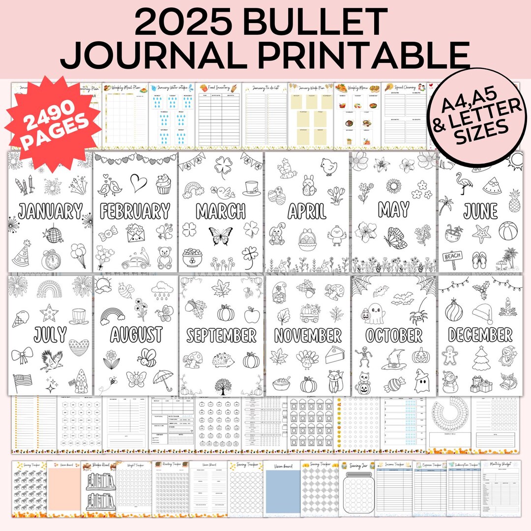 2025 Premade Bullet Journal Bundle, Undated Digital Bullet Journal ...
