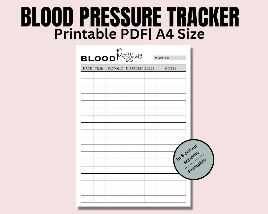 Blood Pressure Log Book Printable High Blood Pressure - Etsy