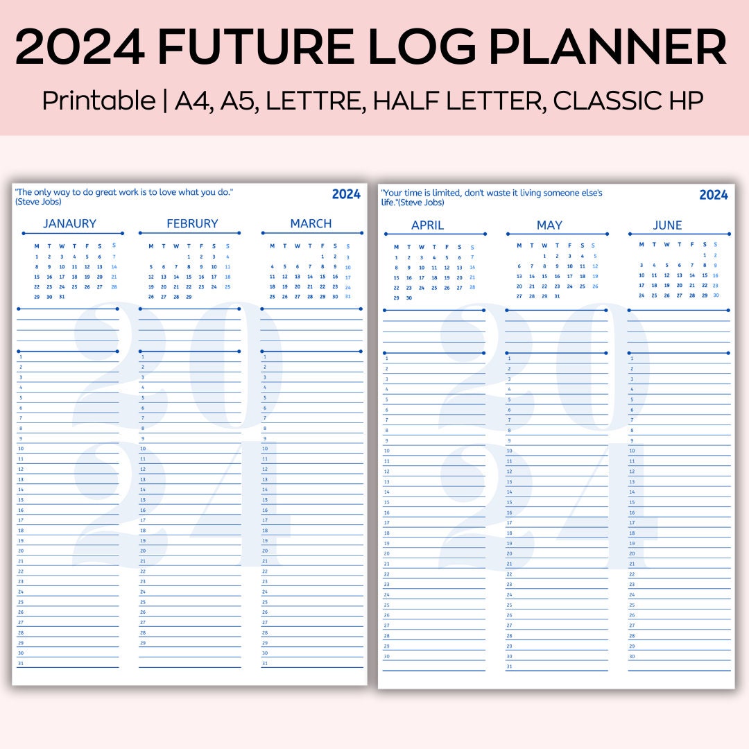 2024 Future Log, Yearly Planner, Annual Overview, Quarterly Calendar ...