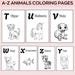 Animal Coloring Pages, 26 Alphabet Coloring Pages, Kindergarten ...