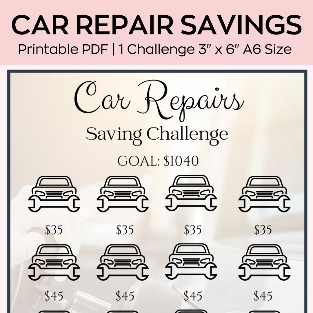 A6 Car Repair Savings Challenge, Mini Savings Challenge, Save 1040 ...