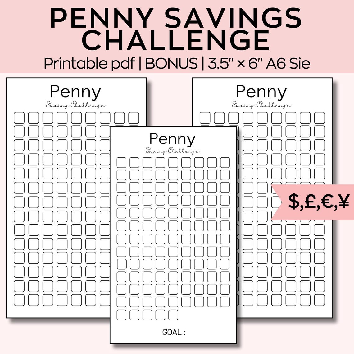 1p Saving Challenge, Customize Penny Saving Challenge Printable, Saving ...