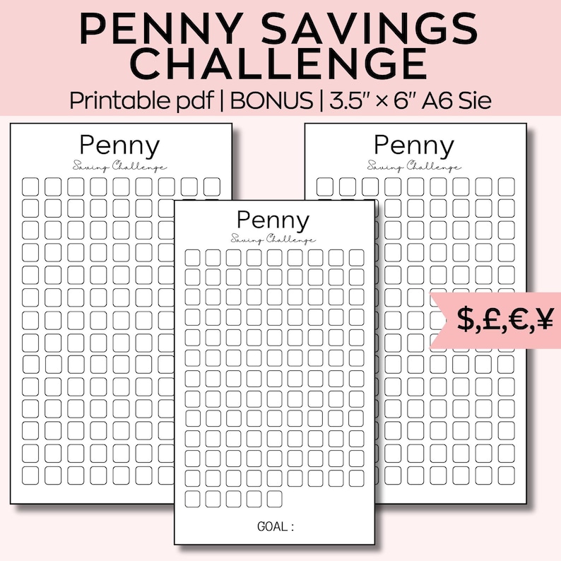 1p Saving Challenge, Customize Penny Saving Challenge Printable, Saving ...