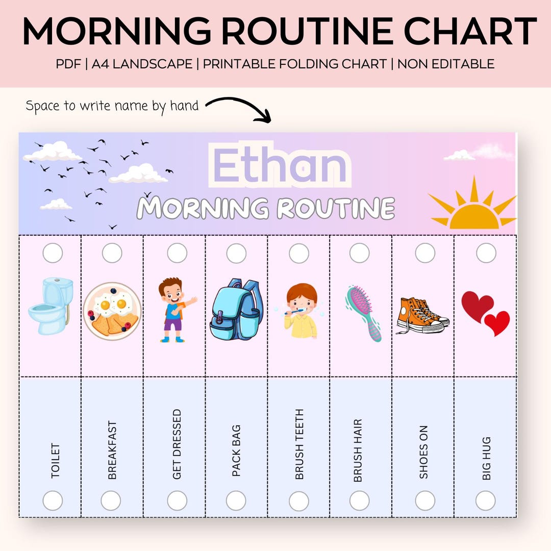 Morning Routine Chart Printable, Flip Chart, Morning Routine Flip Chart ...
