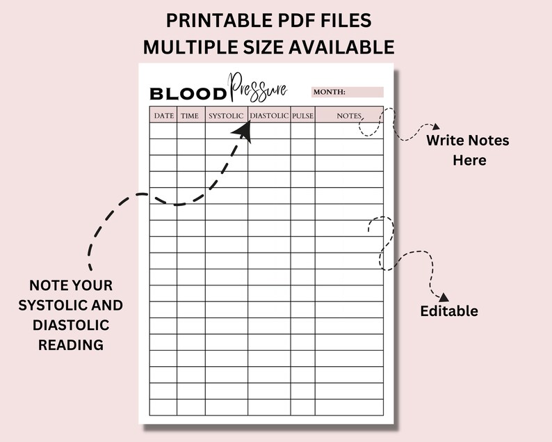 Blood Pressure Log Book Printable High Blood Pressure - Etsy