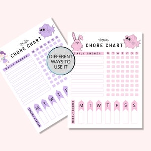 Editable Kids Chore Charts,multiple Kids Daily Checklist Canva,editable ...