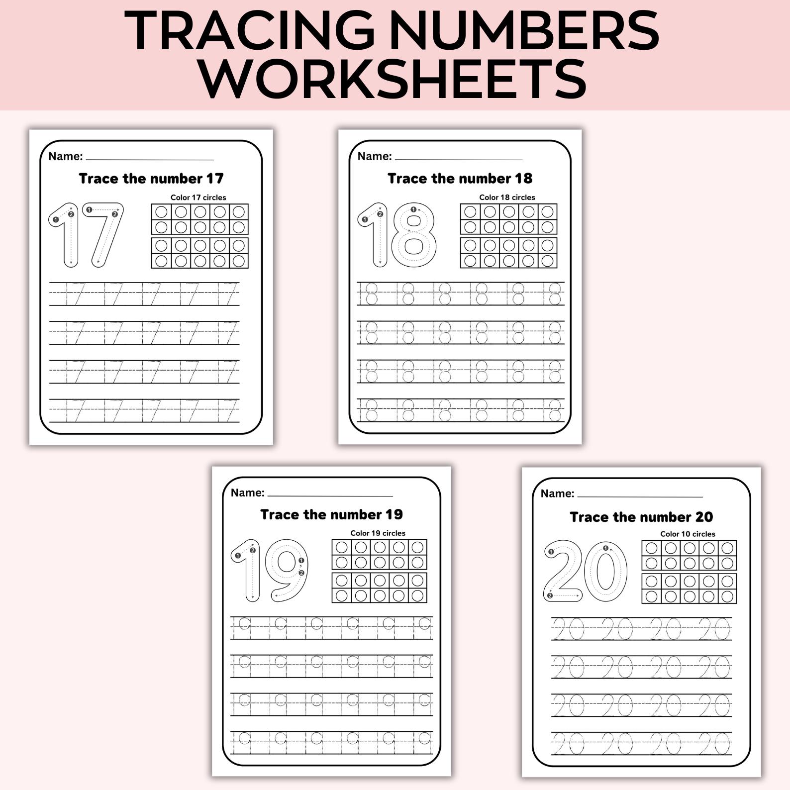 Number Tracing Worksheet, Pre-k Preschool Worksheet, Kindergarten ...