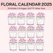 Floral Calendar 2025, Flower Calendar, 2025, Mini Calendar, Water Color ...