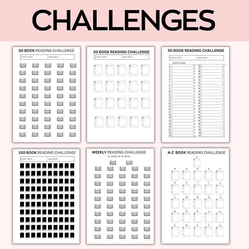 Reading Planner Bundle Printable, Monthly Reading Journal Minimal ...