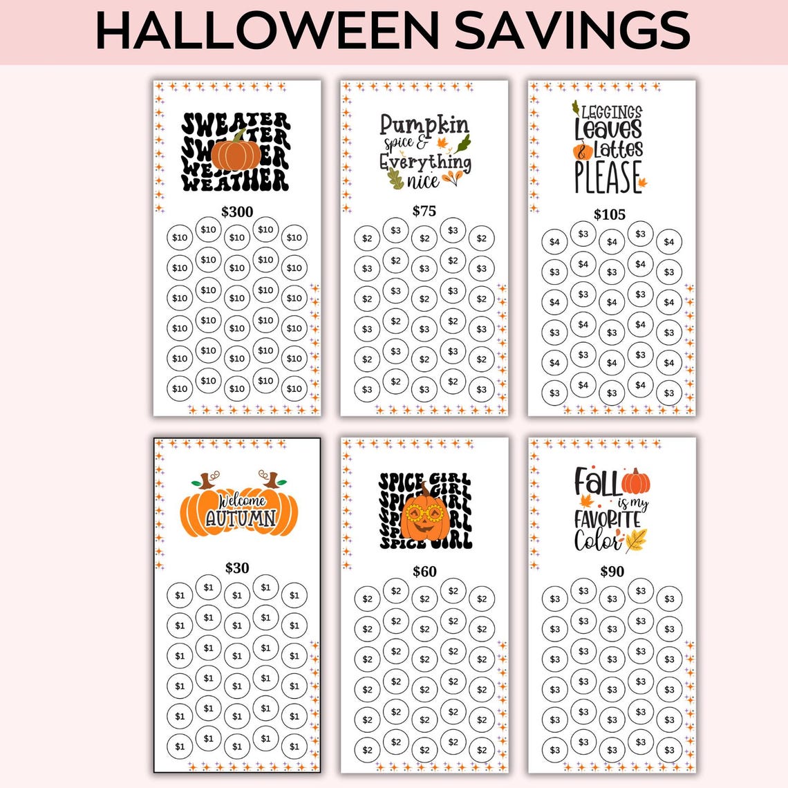 A6 Spooky Savings Challenge Printable Bundle, Mini Halloween Saving ...