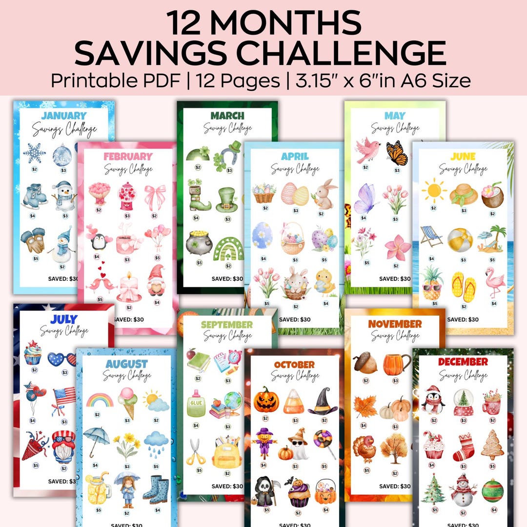 Monthly Savings Challenges, Low Income Savings Tracker, Printable ...