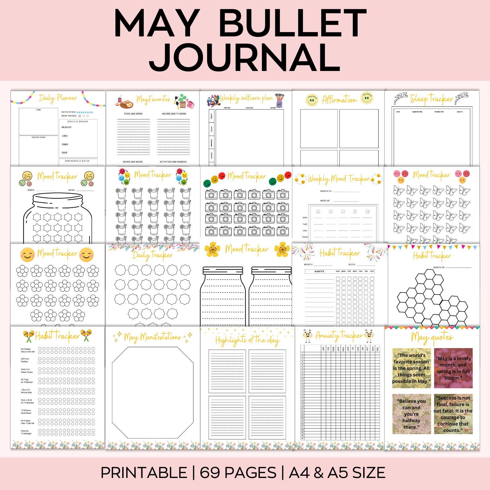 2026 May Bullet Journal, Digital Planner Pages, Printable Habit ...