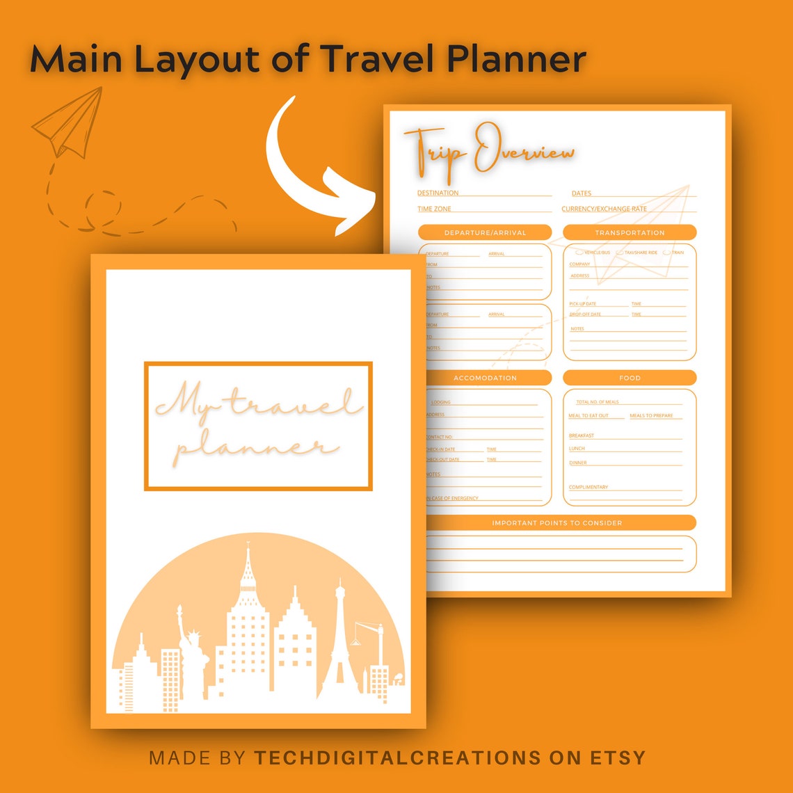 Printable Travel Itinerary Printable Travel Planner Travel - Etsy