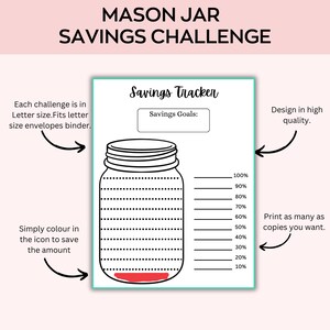 Jar Savings Tracker Printable, A6 Savings Tracker, Money Challenge ...