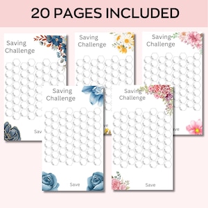 A6 Saving Challenge Printable, Customize Floral Saving Tacker, Cash ...