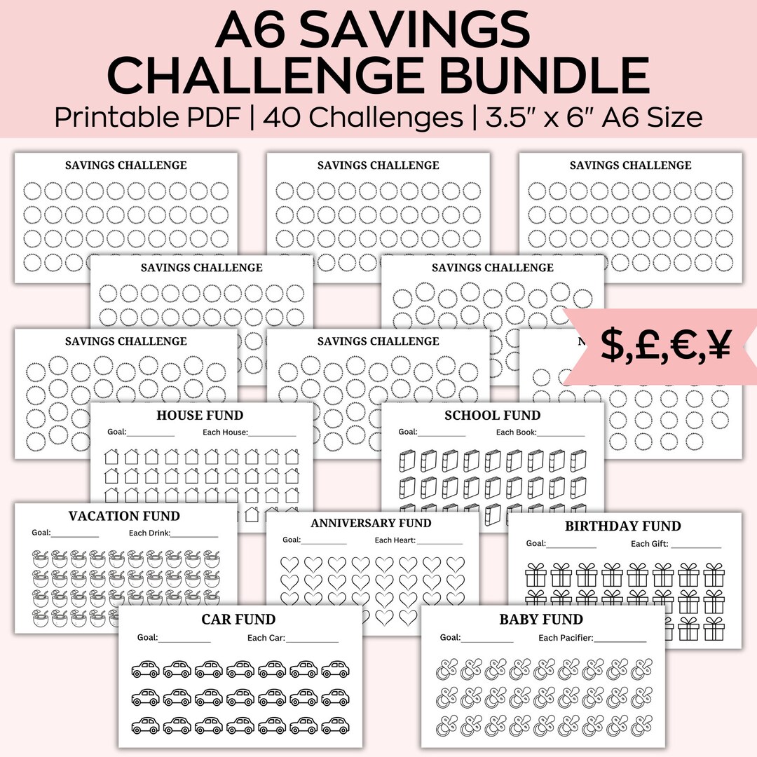 A6 Saving Challenges Mega Bundle, Customize Funds Savings Tracker ...