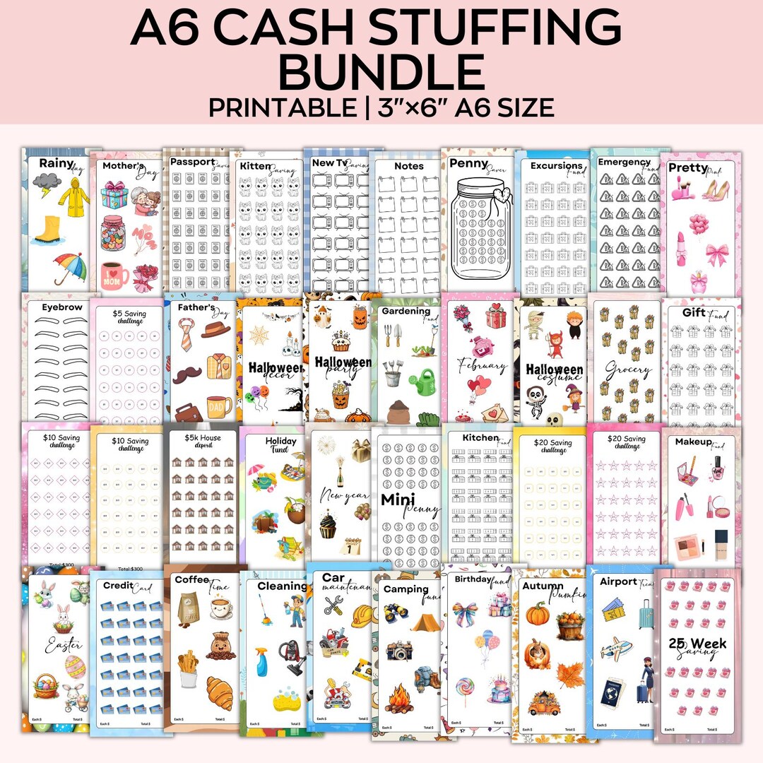 A6 Cash Stuffing Challenges Bundle, Money Saving Challenges, Budgeting ...