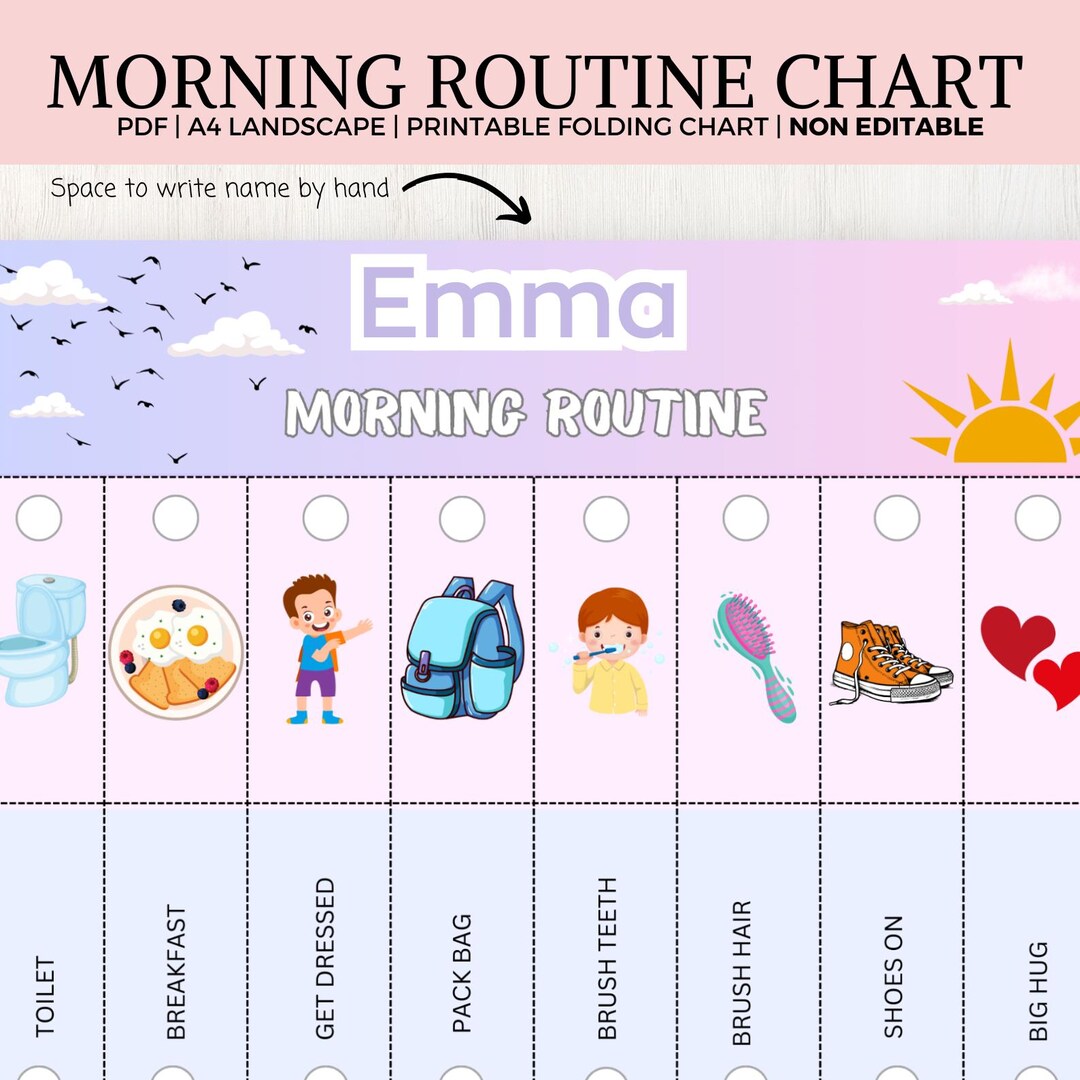 Morning Routine Chart Printable, Flip Chart, Morning Routine Flip Chart ...