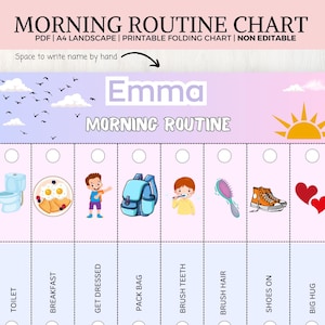 Morning Routine Chart Printable, Flip Chart, Morning Routine Flip Chart ...