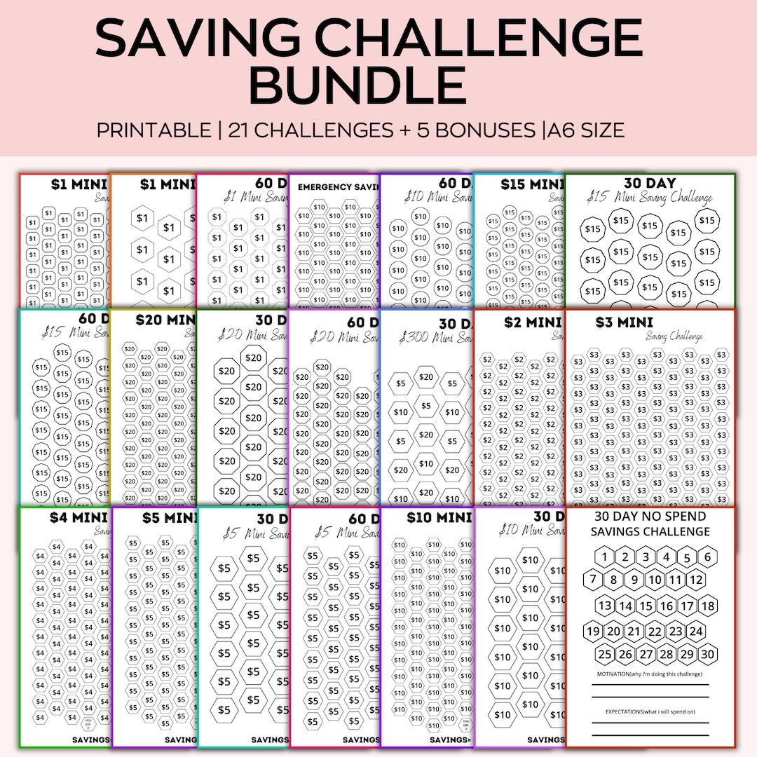 Low Income Savings Challenge Printable, A6 Mini Savings Challenge ...