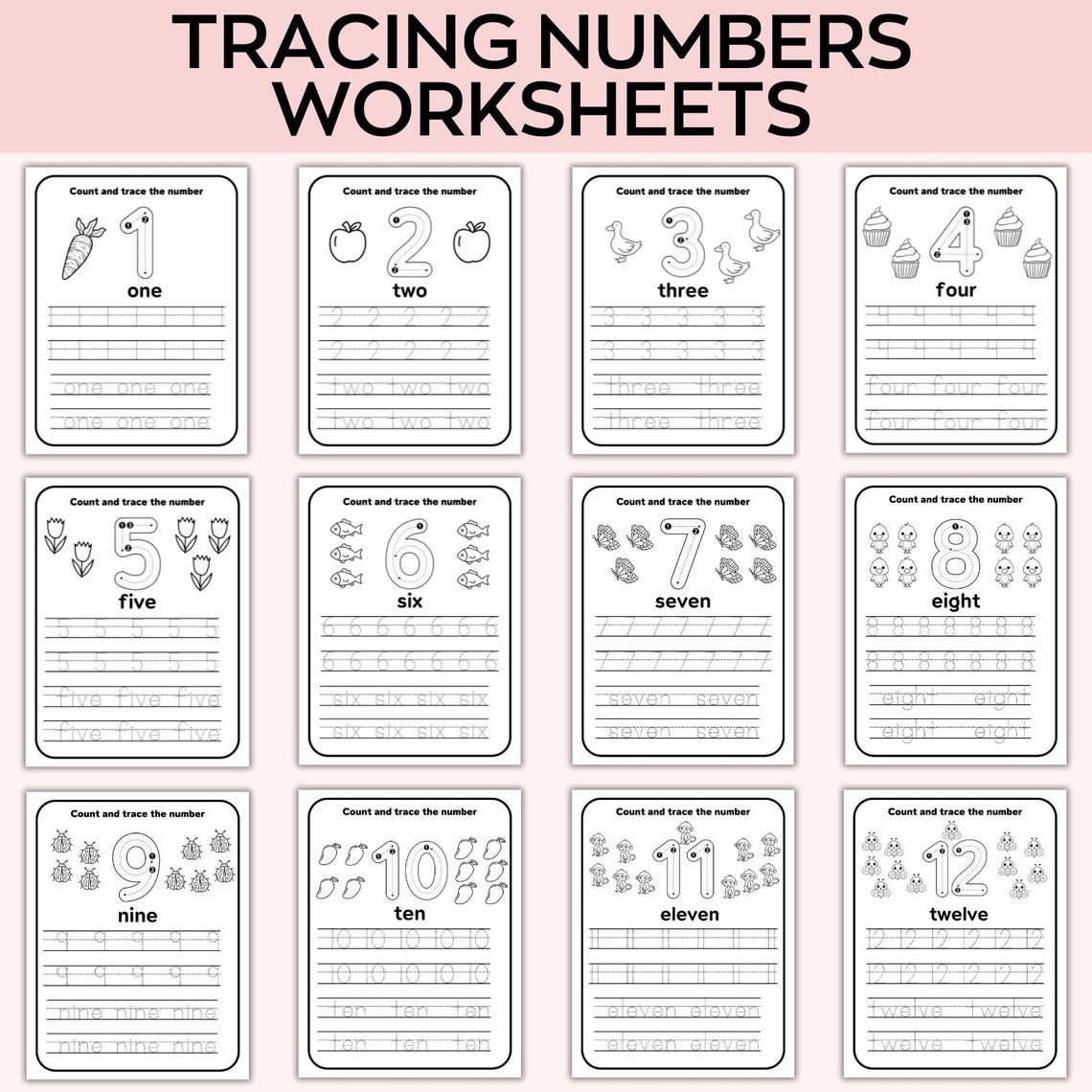 Number Tracing Worksheet, Pre-k Preschool Worksheet, Kindergarten ...