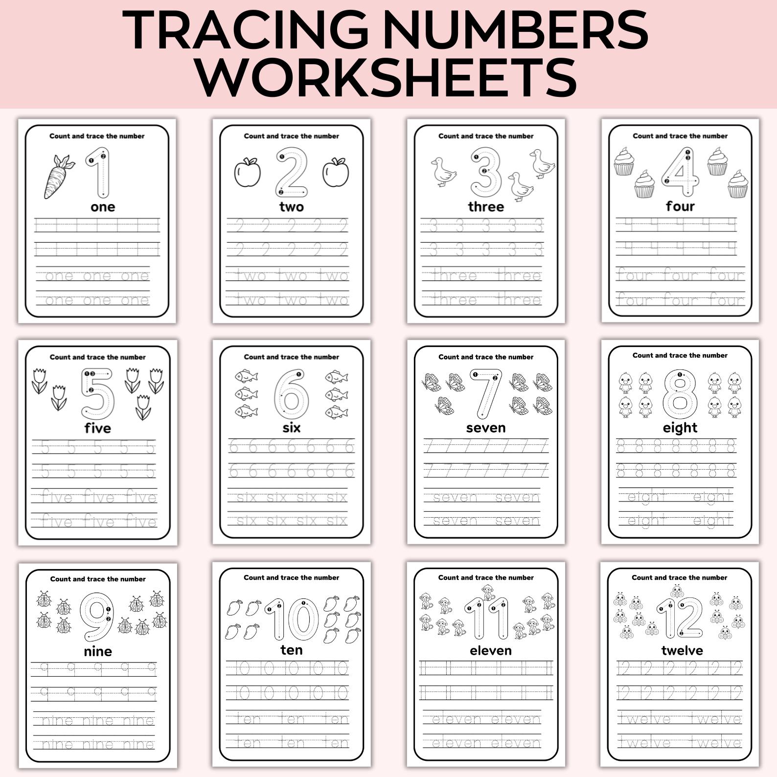 Number Tracing Worksheet, Pre-k Preschool Worksheet, Kindergarten ...