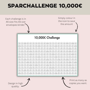 10000 Savings Challenge Printable, 10,000 Savings Challenge, Horizontal ...