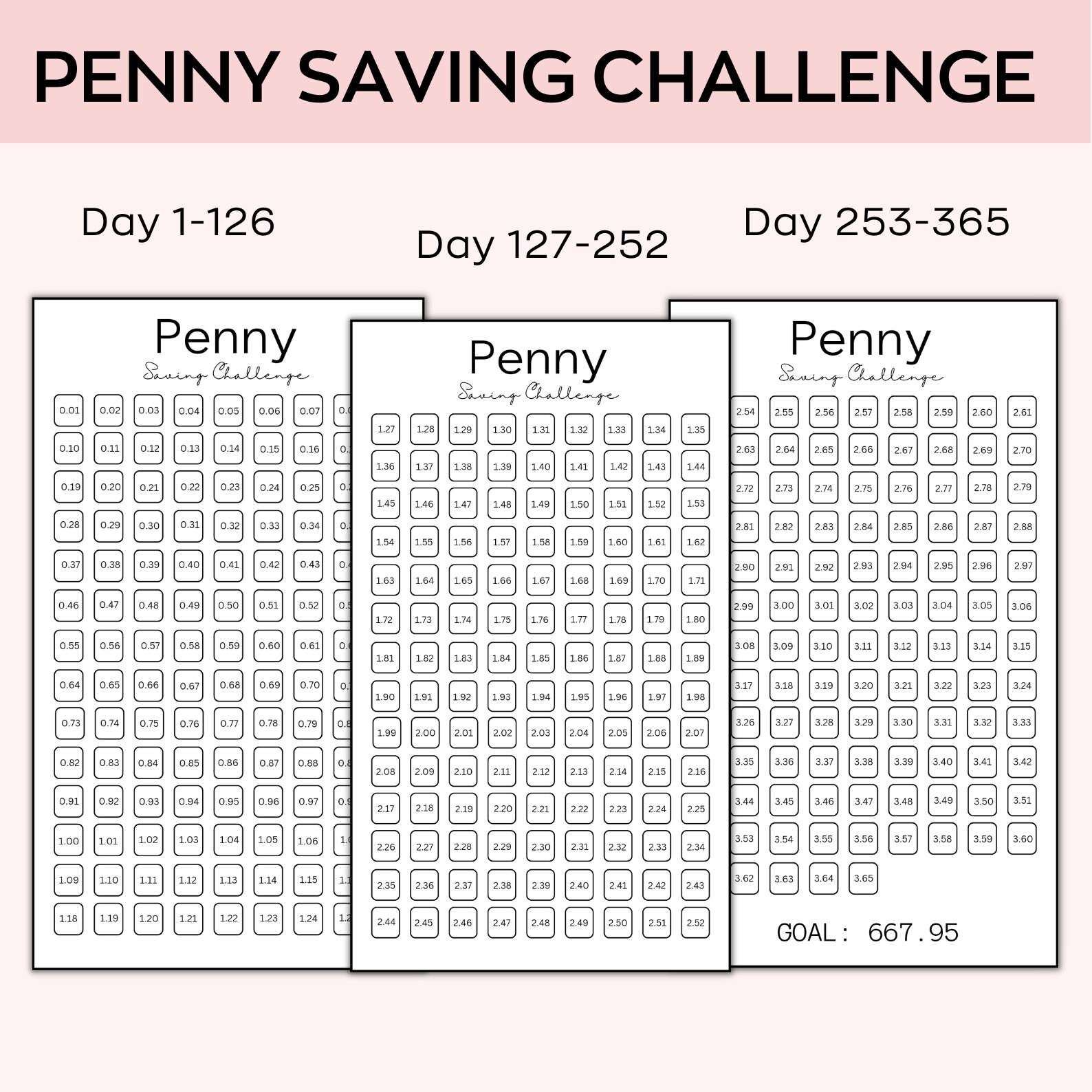 1p Saving Challenge, Penny Saving Challenge Printable, Saving Tracker ...