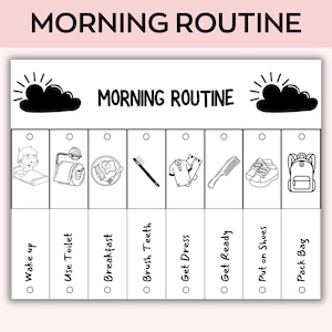 Kids Flip Routine Chart Editable Printable ,morning Flip Done ,evening ...