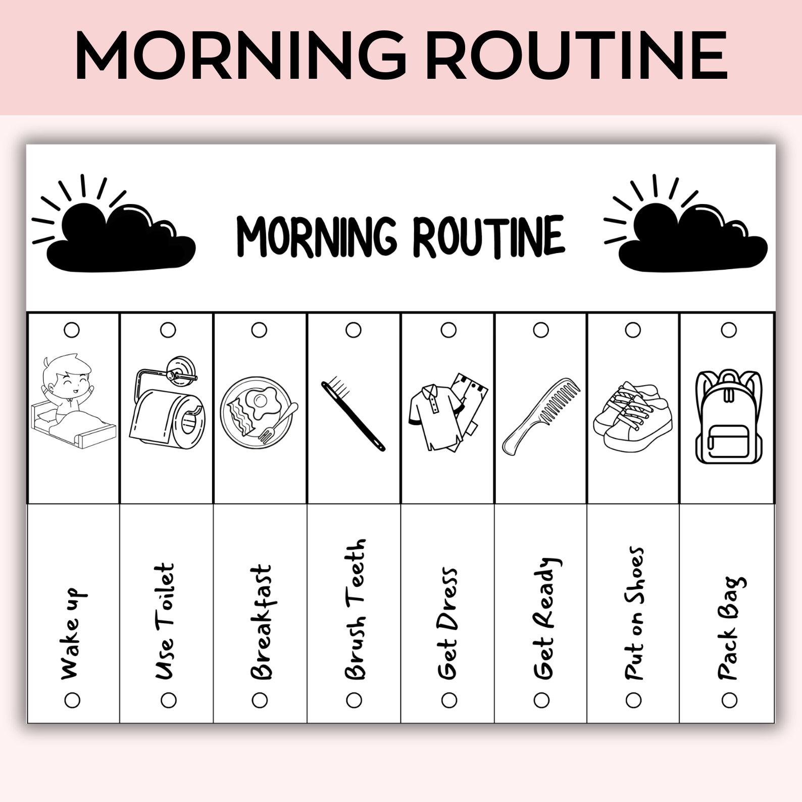 Kids Flip Routine Chart Editable Printable ,morning Flip Done ,evening ...