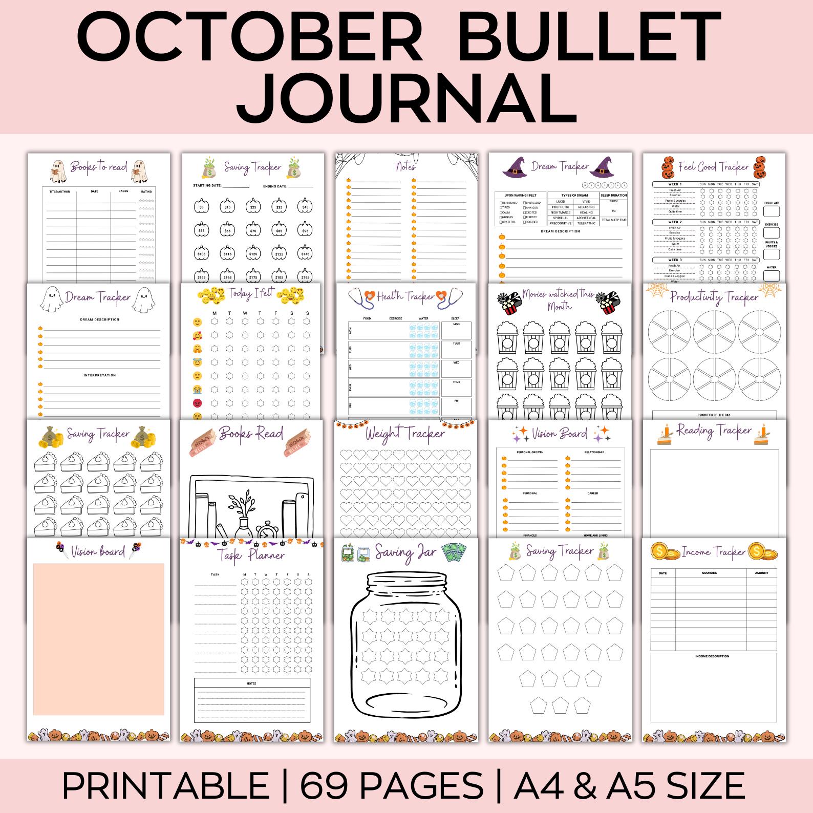 2026 October Bullet Journal, Digital Planner Pages, Printable Habit ...