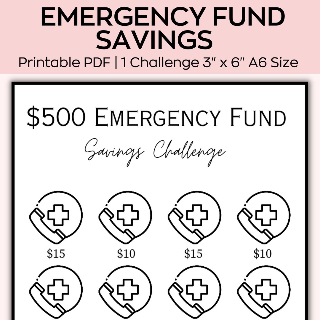 A6 Emergency Fund Savings Challenge,savings Challenge, Mini Savings ...