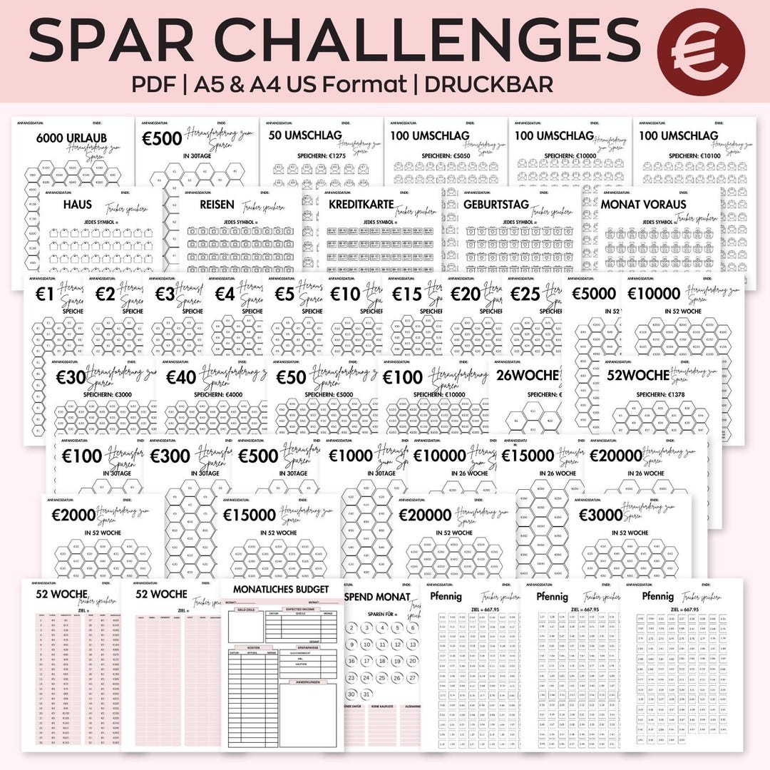 46 Ultimative Spar Challenges Zum Ausdrucken, A4 Spar Tracker Mega ...