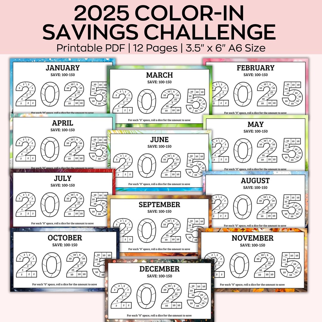 Save 2025 in 2025 Savings Challenge Printable, Low Budget Monthly ...