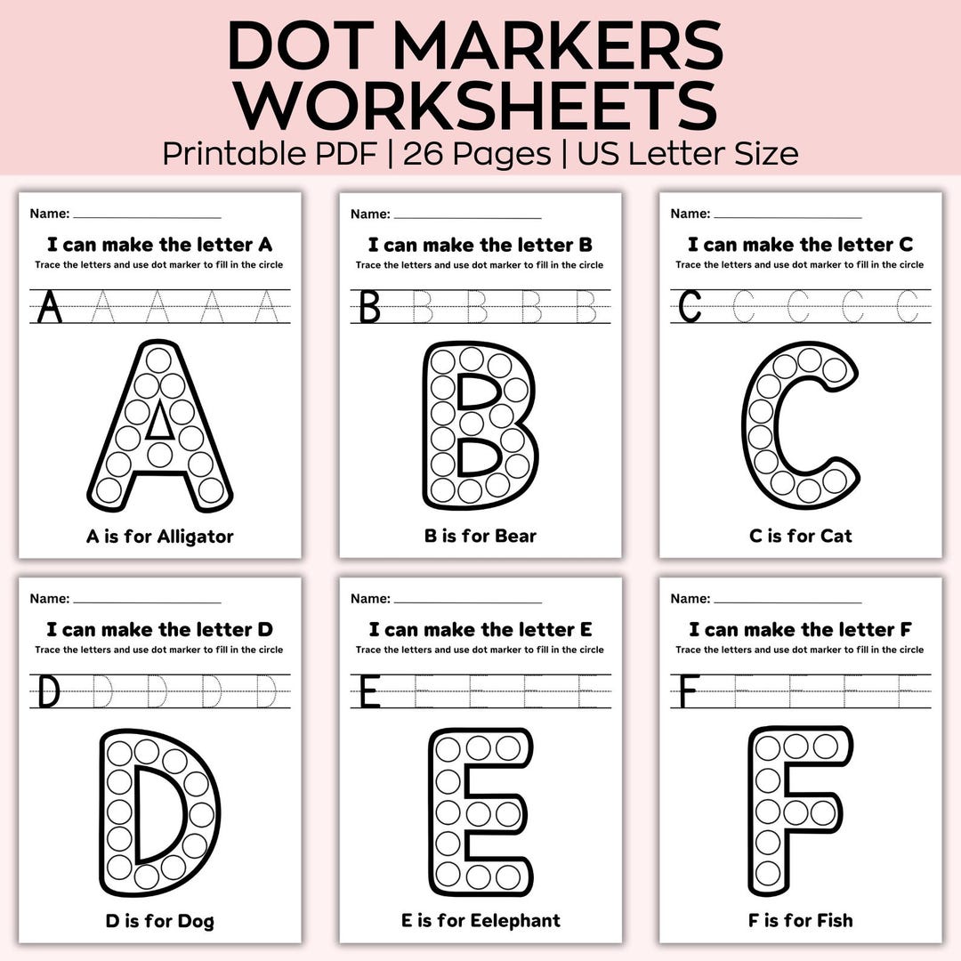 Alphabet Animal Dot Marker Worksheets, Dot Marker Activities for ...